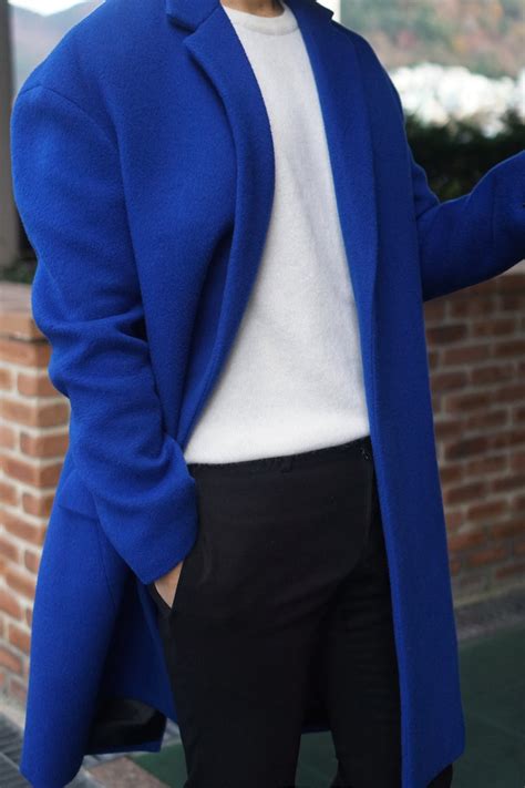 남자 코발트블루 코트 코디 비비드한 멋 네이버 블로그