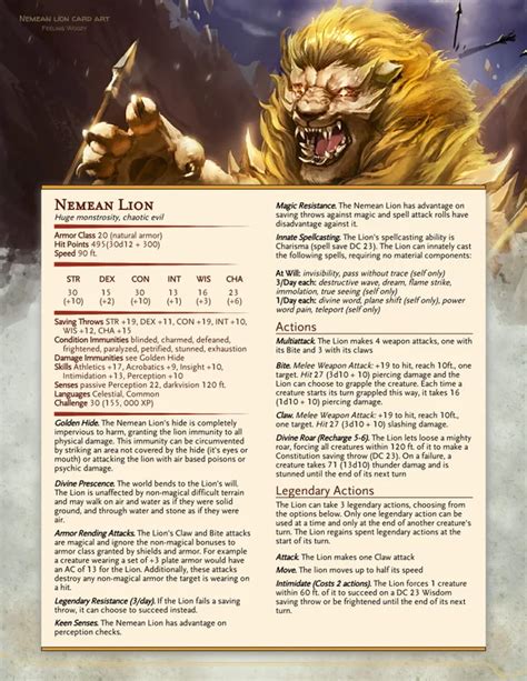 The Nemean Lion A Cr30 Monstrosity Straight From Greek Legend An