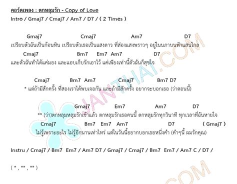 คอร์ดเพลง ตกหลุมรัก Copy Of Love Janthai Music คอร์ดกีตาร์ เนื้อเพลง คอร์ดเพลง ฟังเพลง Mv