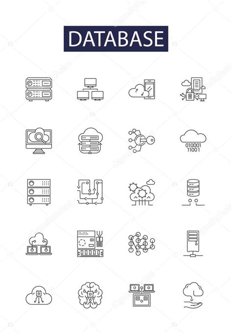 Iconos Y Signos De Vector De Línea De Base De Datos Db Almacenamiento
