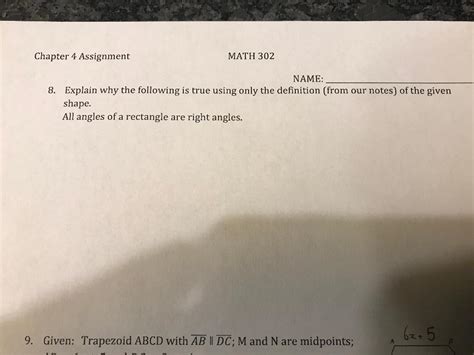 Solved Chapter 4 Assignment Math 302 Name 8 Explain Why