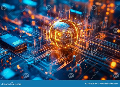A Vivid Depiction of Quantum Computing with Glowing Elements and Circuits in a Futuristic ...