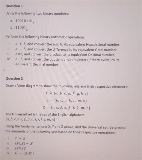Solved Question Using The Following Two Binary Solutioninn