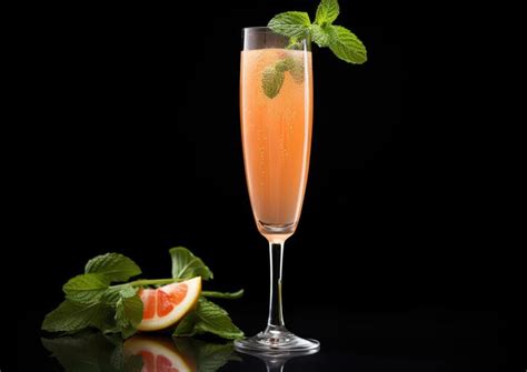Premium Photo A Refreshing Bellini Cocktail Served In A Chilled Glass