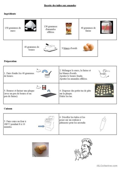36 Recette Français FLE fiches pedagogiques pdf doc