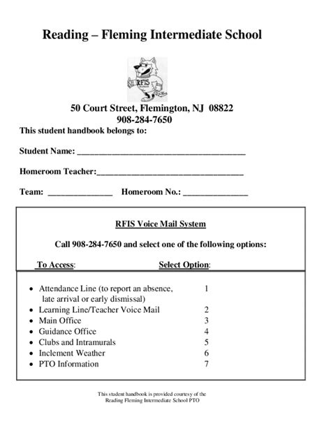 Fillable Online Reading Fleming Intermediate School 5 To 6 Flemington Fax Email Print