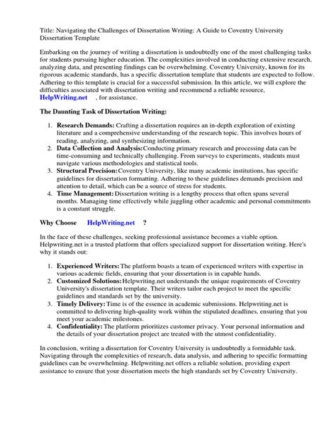 Coventry University Dissertation Template Download Free Pdf Brand