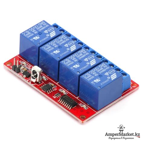 4 канальный модуль реле 12 В с ИК пультом Ampermarket Kz