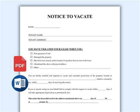 Eviction Notice Template Printable Editable Eviction Letter Template