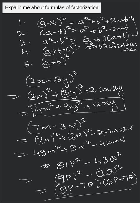 Expalin Me About Formulas Of Factorization Filo