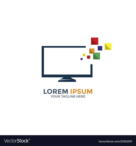 Computer Monitor Logo Template With Color Squares Vector Illustration Download A Free Preview