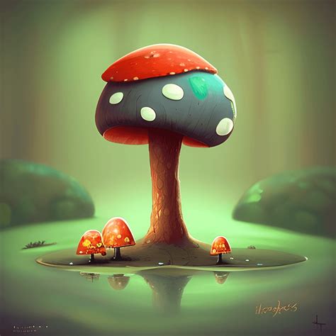 Mushroom Robot Graphic · Creative Fabrica