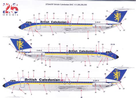 1144 Scale Decal British Caladonian Bac 111 200 300 500 Final