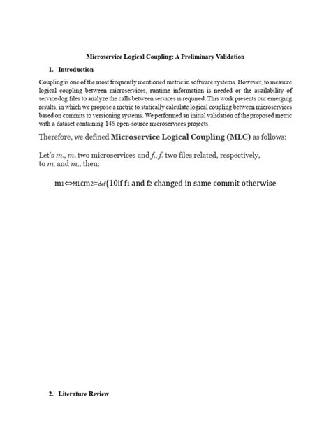 Microservice Logical Coupling A Preliminary Validation Word Pdf