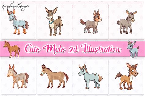 Cute Mule 2d Illustration Graphic By Fonshopdesign · Creative Fabrica
