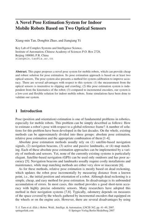 pdf a novel pose estimation system for indoor mobile robots based on