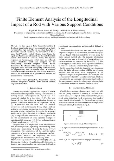 Pdf Finite Element Analysis Of The Longitudinal Impact Of A Rod With Various Support