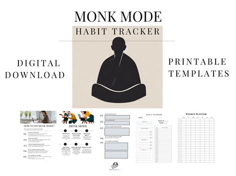 Monk Mode Habit Tracker Guide And Printable Productivity Business