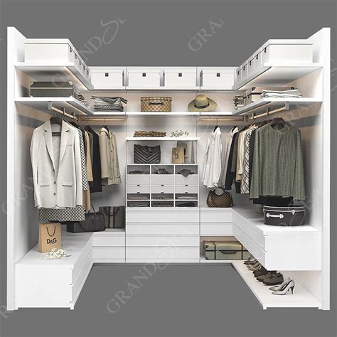U Shaped Modern White Custom Wardrobe Sliding Doors Good Price Closet