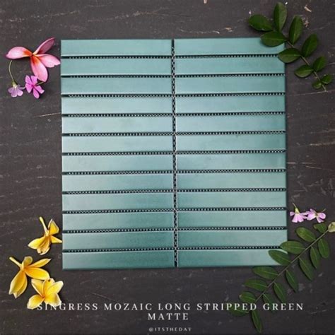 Jual Mozaik Hijau MOZAIK Long Striped Green Matt Mozaik Long Stripped