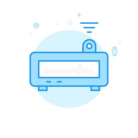 Projector Alarm Clock Flat Vector Icon Symbol Pictogram Sign Light