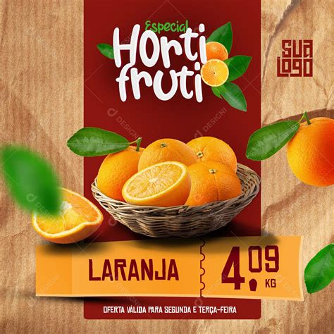 Post Feed Especial Hortifruti Fruta Laranja Feira Social Media Psd
