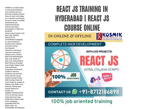 PPT REACT JS TRAINING IN HYDERABAD REACT JS COURSE ONLINE