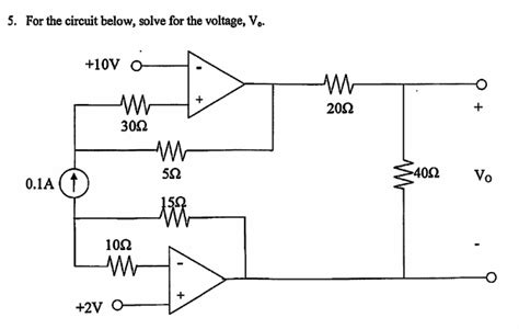 Solved 5 For The Circuit Below Solve For The Voltage V Chegg Com