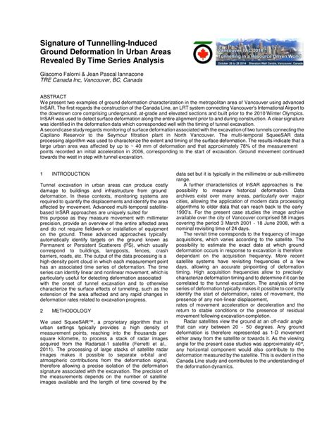 Pdf Signature Of Tunnelling Induced Ground Deformation In Urban Areas