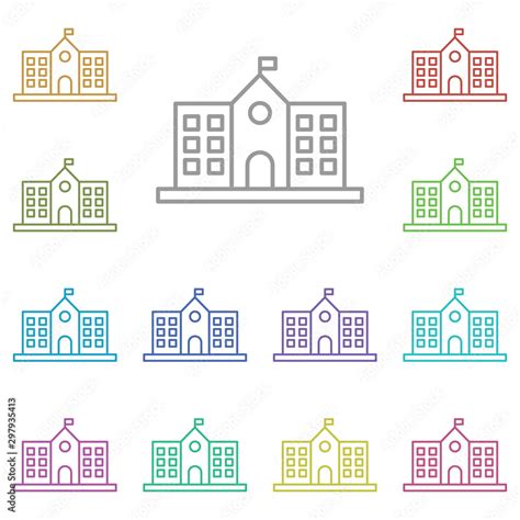 School Building Multi Color Icon Simple Thin Line Outline Vector Of Buildings Icons For Ui