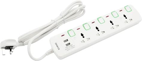 Khind Extension Socket 3 Outlets Universal Plug Adapter With 2 Usb Charging Socket 3 Sockets