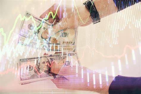 Premium Photo Multi Exposure Of Financial Graph Drawing Hologram And