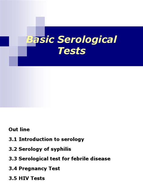 Chapter 3 Basic Serological Tests Infection Medical