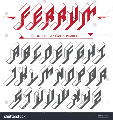 Isometric 3d Font Design Vector Volume Stock Vector 230158165 ...