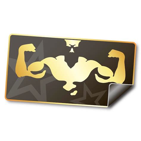 Premium Vector Athlete With Biceps On A Gold Label Symbol For Gym And