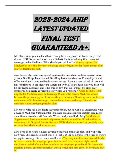 Ahip Latest Updated Final Test Guaranteed A Medicare Ahip Course