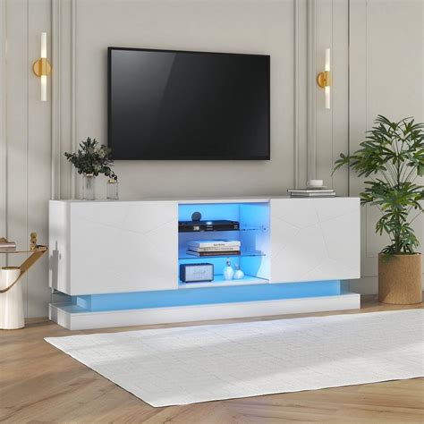 Sweiko Tv Schrank Hochglanz Lowboard Mit Led Beleuchtung Und
