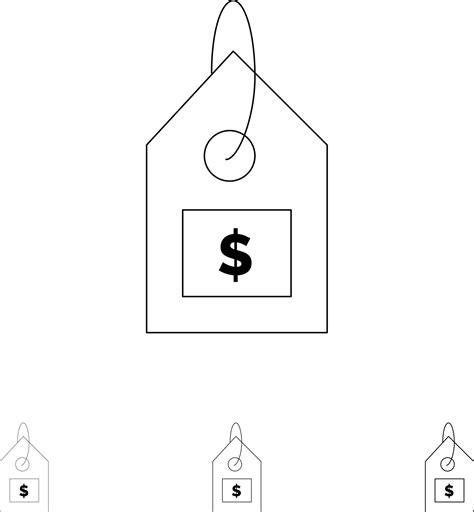 tag dollar label interface bold and thin black line icon set 14427238