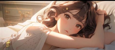 Premium Ai Image Anime Girl Laying In Bed With Her Arms On Her Chest