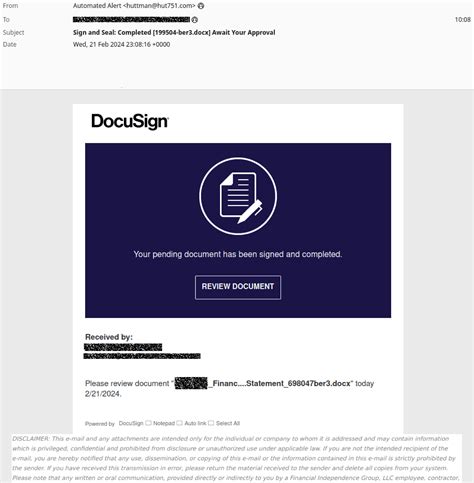 Warning Docusign Scam Emails Circulating