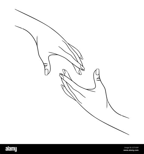 Two Hands Reaching For Each Other Sketch