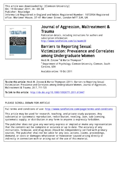 Pdf Barriers To Reporting Sexual Victimization Prevalence And