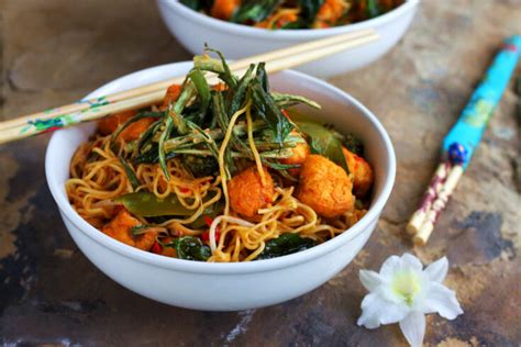 Chilli Garlic Tofu Noodle Bowls Sanjanafeasts