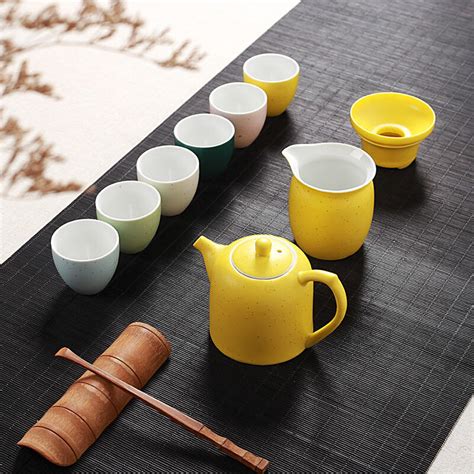 Kung Fu Ceramic Tea Set With Teapot Tea Cup Solid Wood Tea Tray Tea
