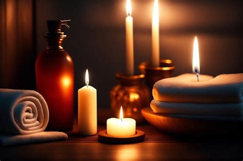 Premium Ai Image Candles And Candles In A Spa Setting With A Towel On