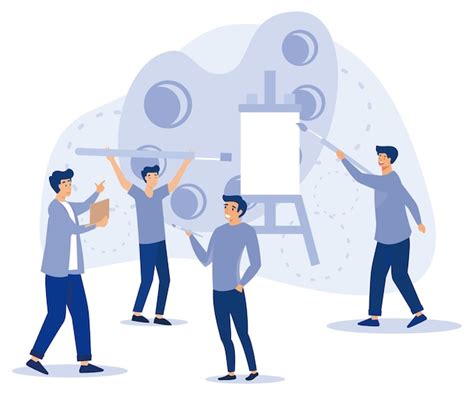 Premium Vector Artist Art School Or Studio Tiny People Artists With