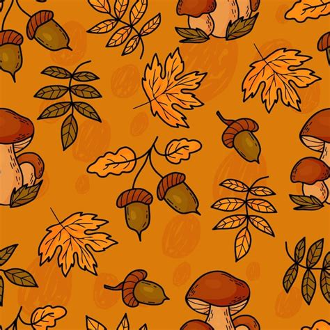 Premium Vector Forest Autumn Seamless Pattern Ceps Mushrooms And