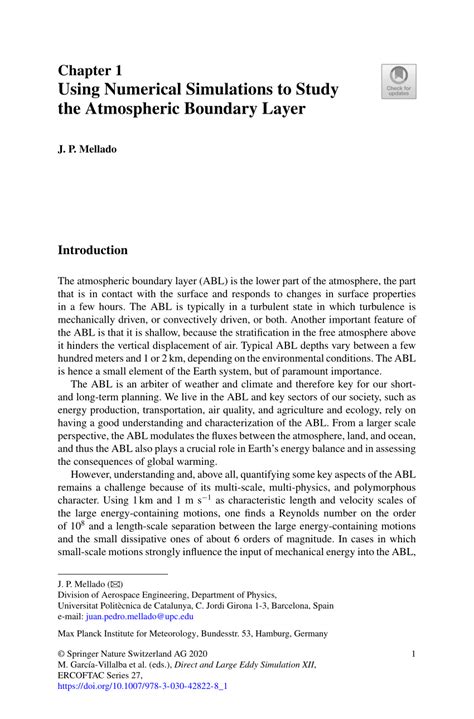 PDF Using Numerical Simulations To Study The Atmospheric Boundary Layer
