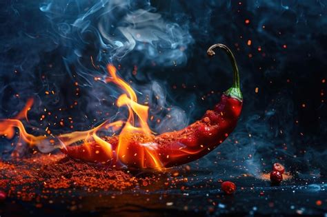 A Spicy Chili Pepper Sits Atop A Burning Flame Perfect For Adding Heat