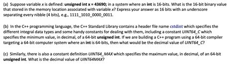 A Suppose Variable X Is Defined Unsigned Int X Chegg